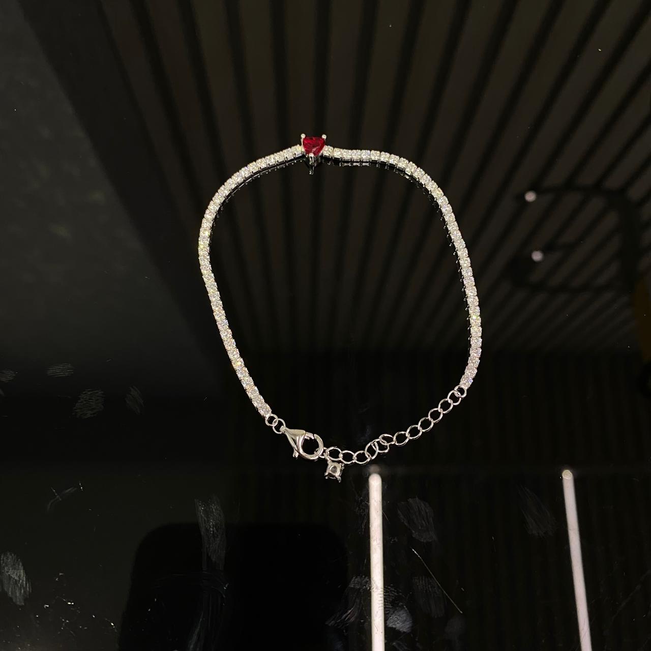 GUILLO DE CORAZON ROJA EN PLATA 925 - El Goldo Oro Joyería